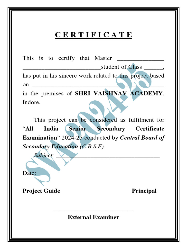 12th Certificate & Acknowledgemnet - 2024-25 | PDF
