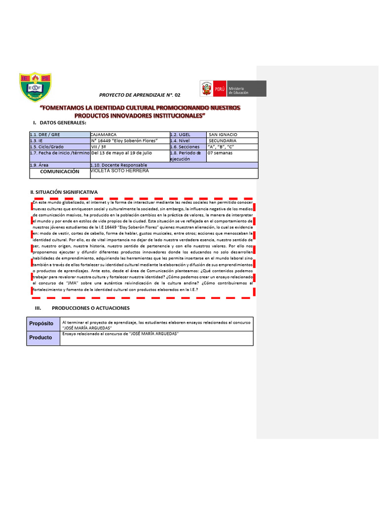 PROYECTO 02 II BIMESTRE | PDF | Aprendizaje | Ensayos