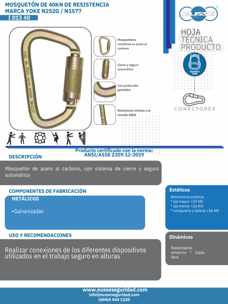 Ficha Tecnica Mosqueton Yoke N 252G M2 | PDF