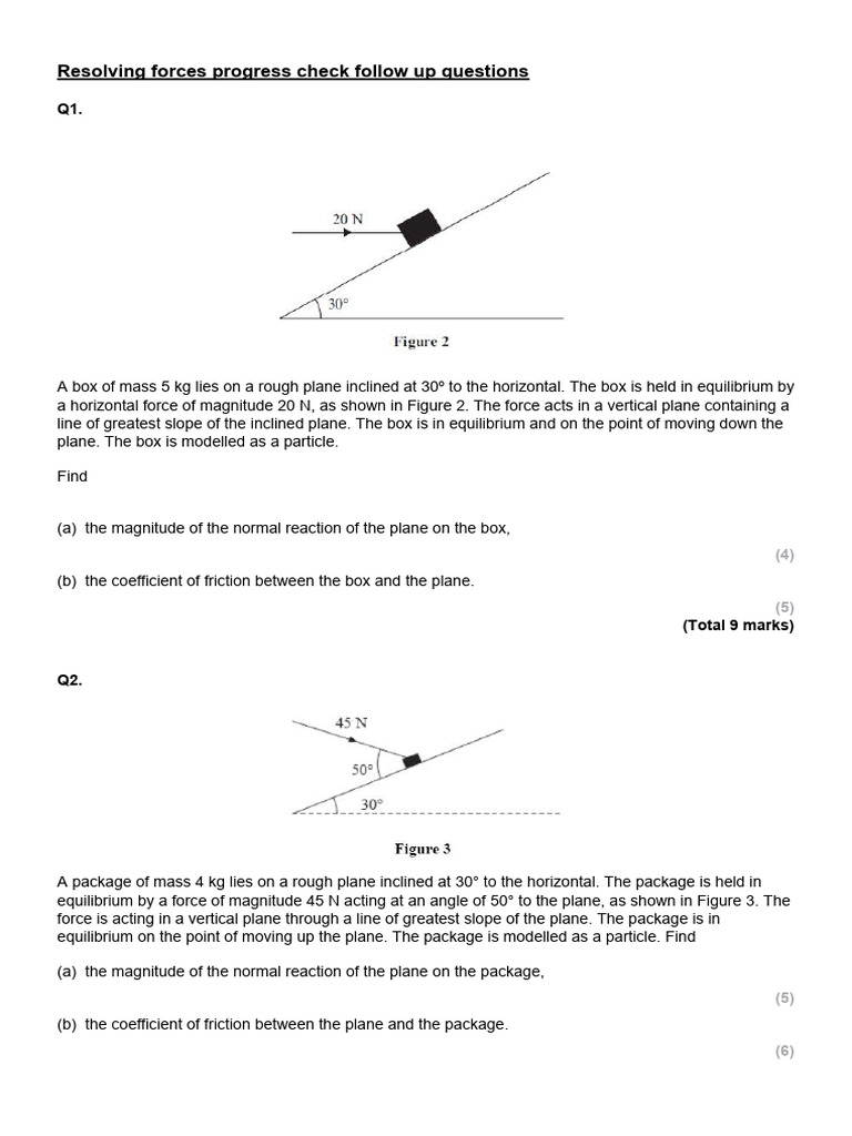 Resolving Forces Progress Check Follow Up Questions | PDF | Force ... Resolving Forces Progress Check Follow Up Questions | PDF | Force ...