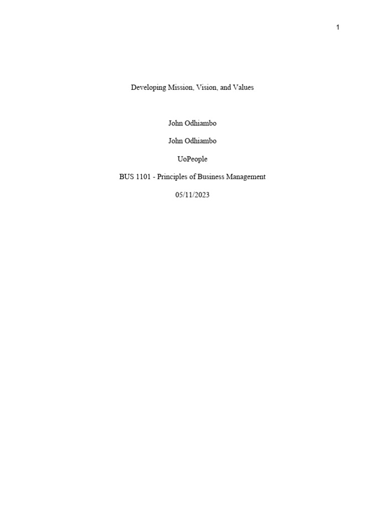 Developing Mission, Vision, And Values | Download Free PDF | Goal | Motivation