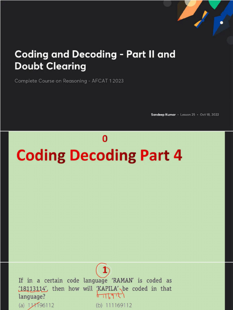 Coding and Decoding Part II and Doubt Clearing With Anno | PDF