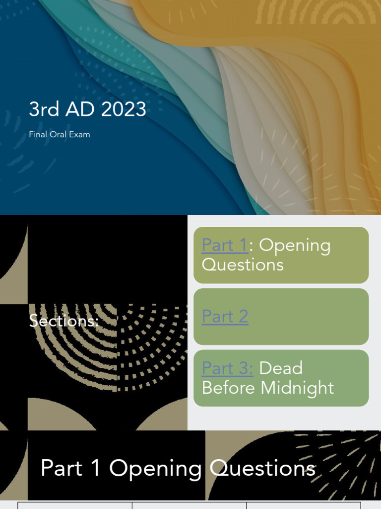 3rd AD Final Oral Exam | PDF | Games & Activities | Self-Improvement