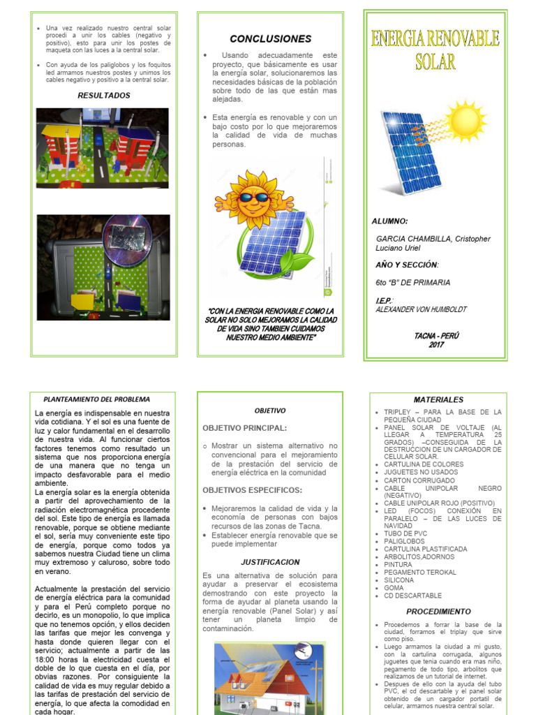 Triptico Energia Solar | Descargar gratis PDF | Energía renovable ...