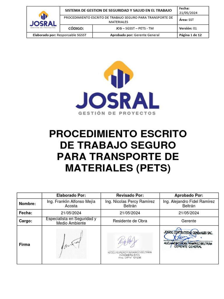 09. PETS- PARA TRANSPORTE DE MATERIALES (1) conv | PDF