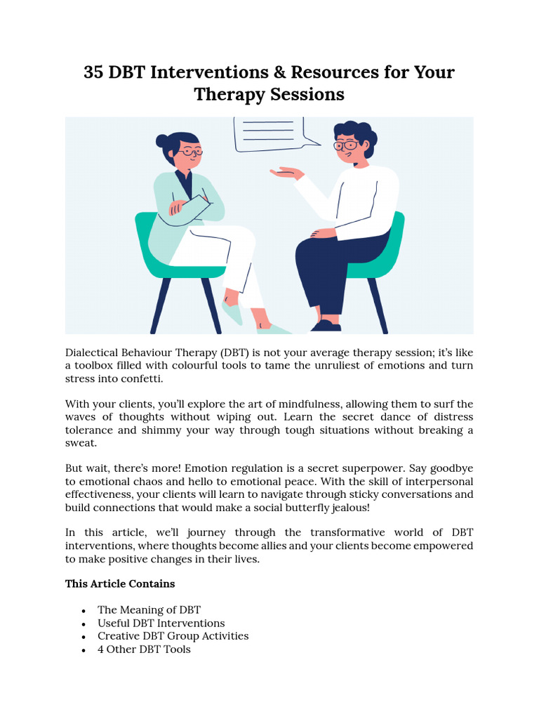 35 DBT Interventions & Resources For Your Therapy Sessions | PDF | Dialectical Behavior Therapy ...
