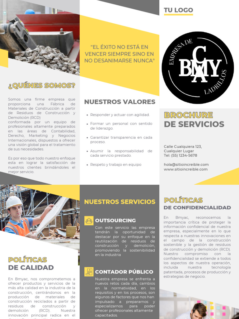Folleto Brochure de Servicios Empresa Profesional Amarillo | Descargar ...