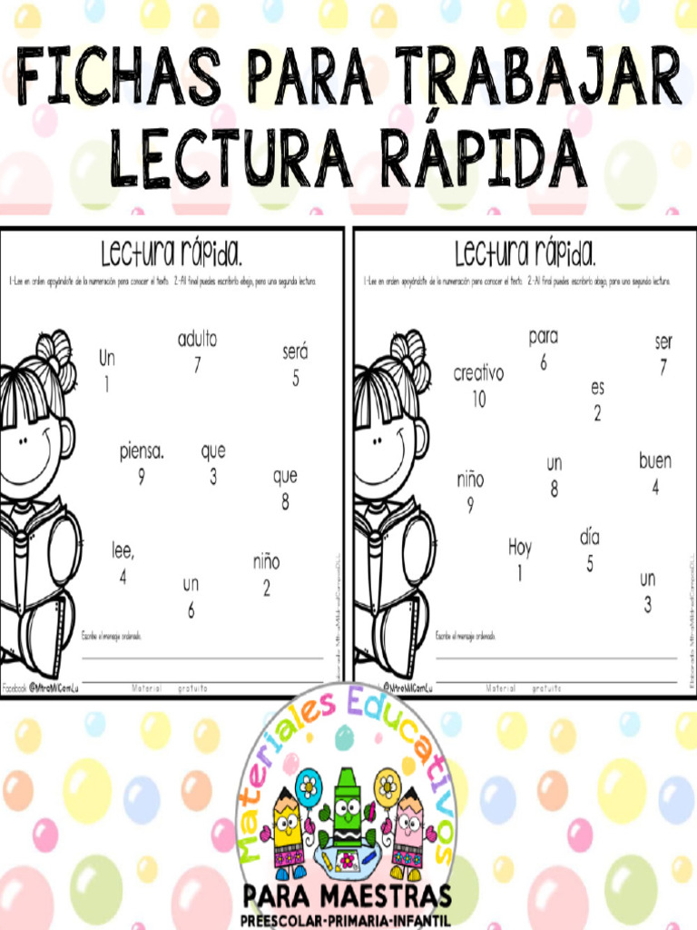 Fichas para Trabajar La Lectura Rápida Recopilado Por Materiales ...