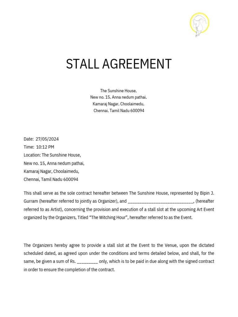Stall Agreement - Hearth & Home | PDF | Business Law | Civil Law (Legal ...