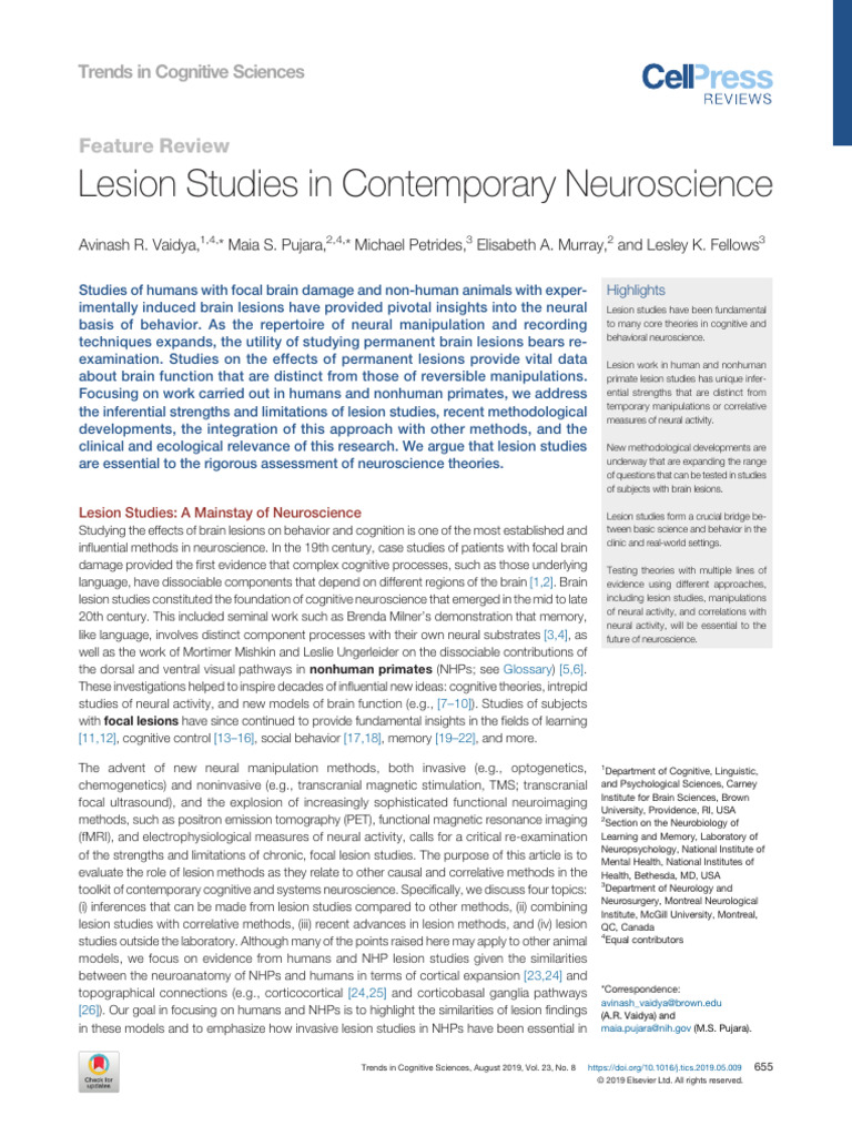 Lesion Studies in Contemporary Neuroscience | PDF | Brain | Functional ...