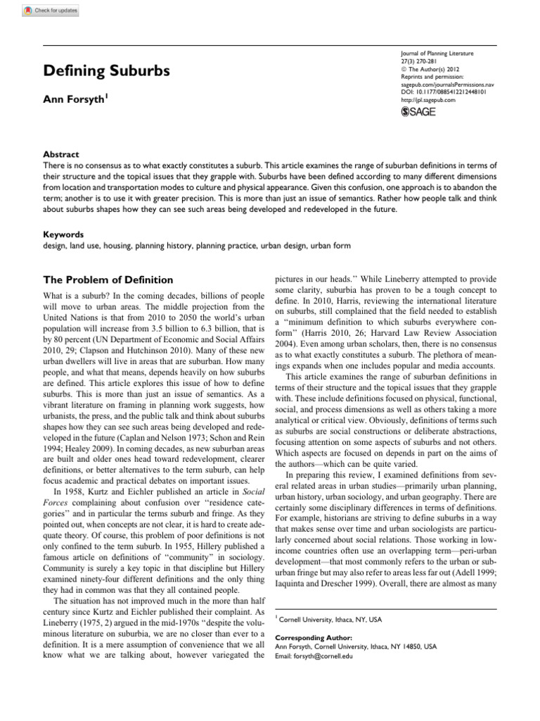 Defining Suburbs | PDF | Suburb | Urban Sprawl