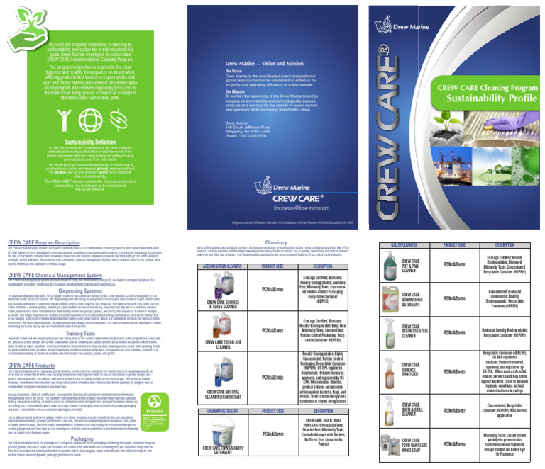 CREW CARE Cleaning Program Sustainability Profile | PDF ...