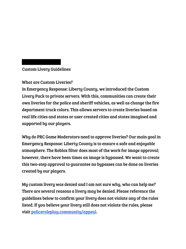 ERLC Custom Livery Guidelines | PDF