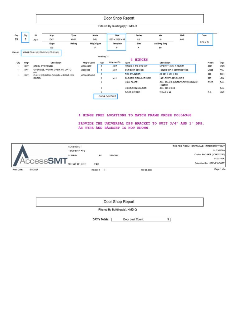 Rec Room Door Order | PDF | Building Technology | Civil Engineering