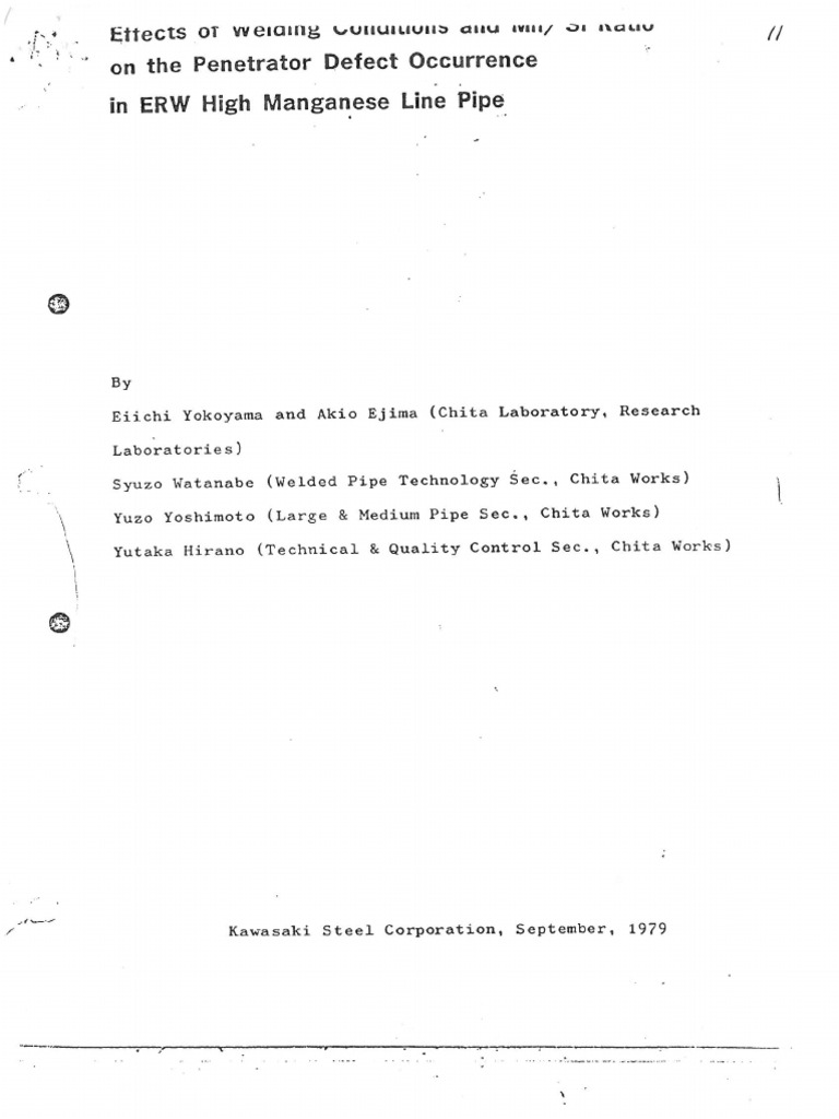 ERW Welding Conditions and The Formation of Penetrators in High ...