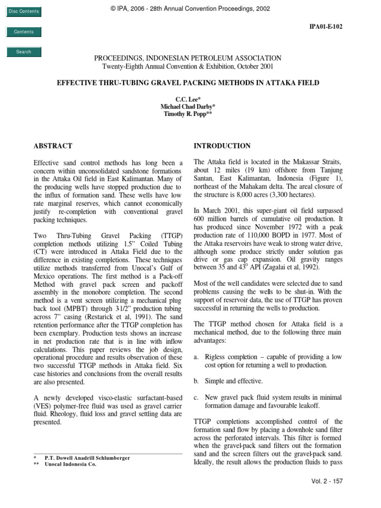 Effective Thru-Tubing Gravel Packing Methods in Attaka Field | PDF ...