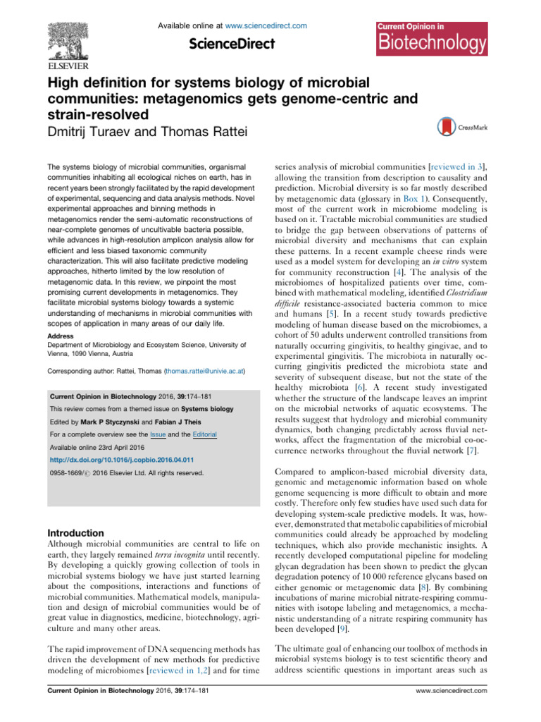 High Definition For Systems Biology of Microbial Commun - 2016 - Current Opinion | PDF | Dna ...