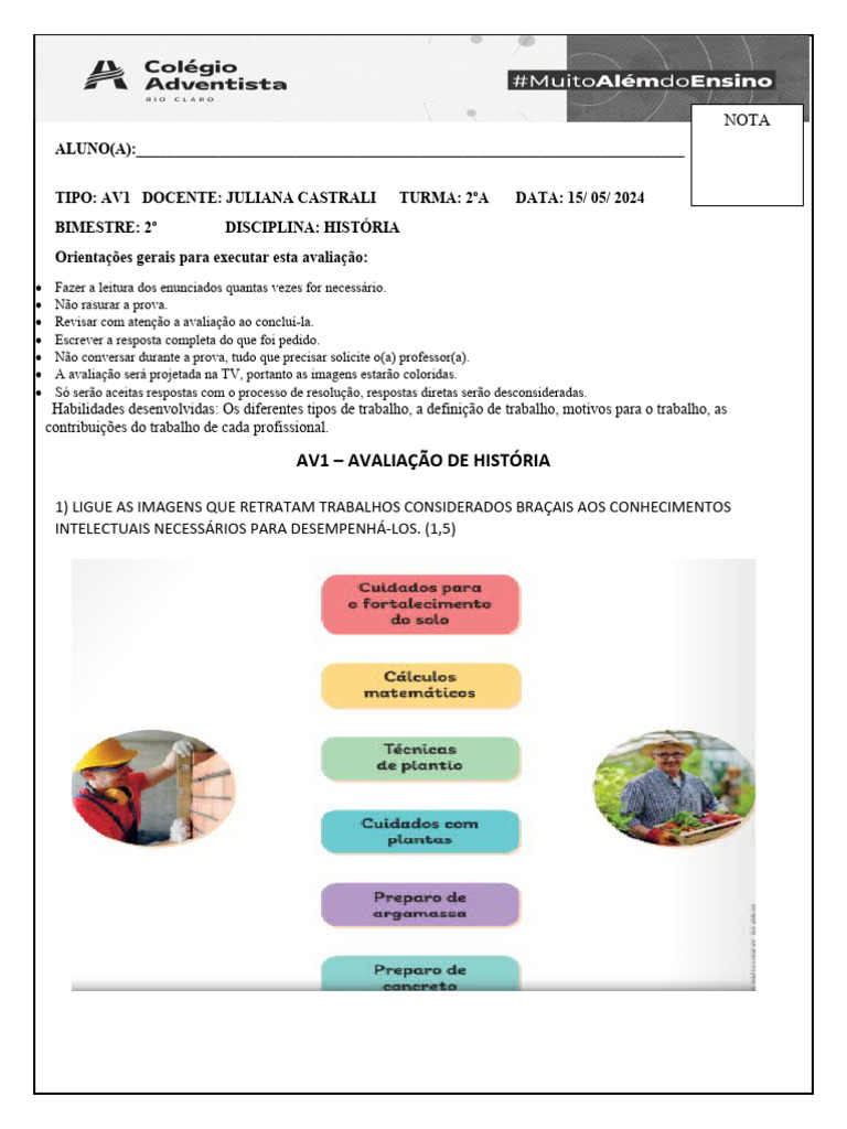 Av1 De História 2º Bimestre Pdf