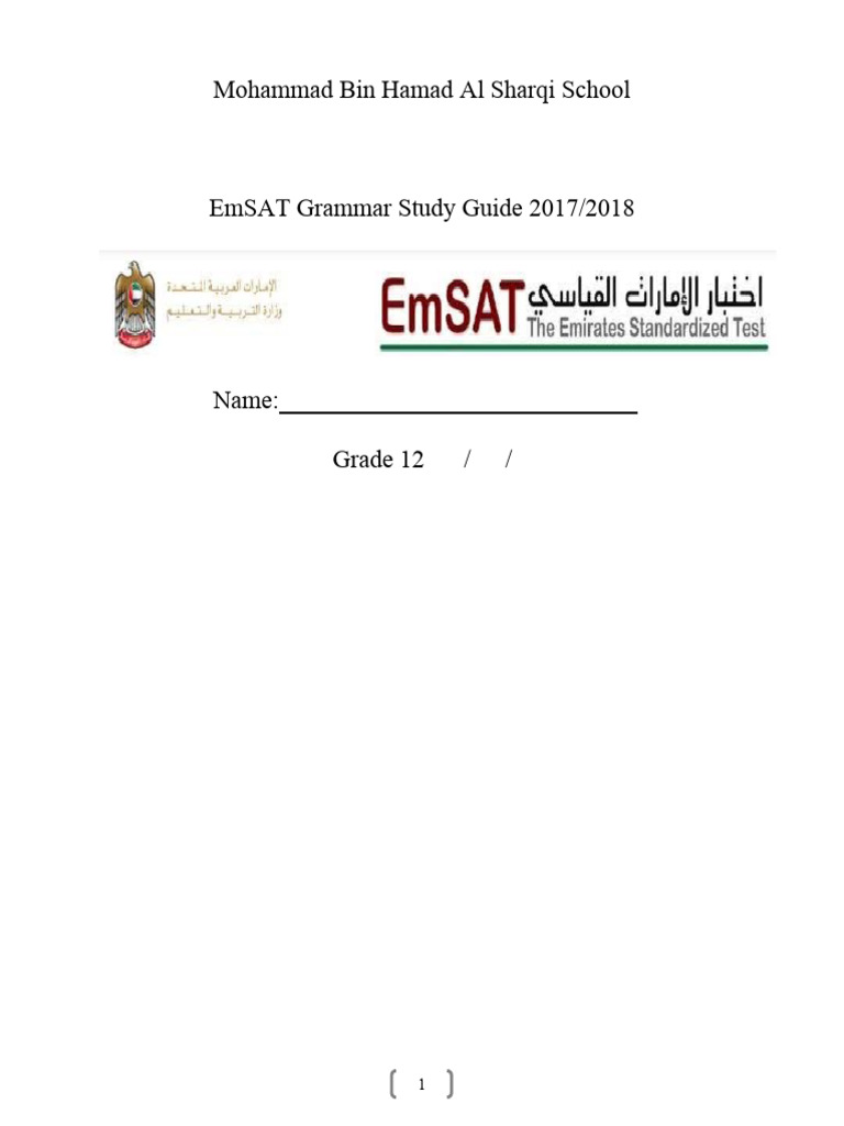 EMSAT Grammar Guide | PDF | Verb | Grammatical Number