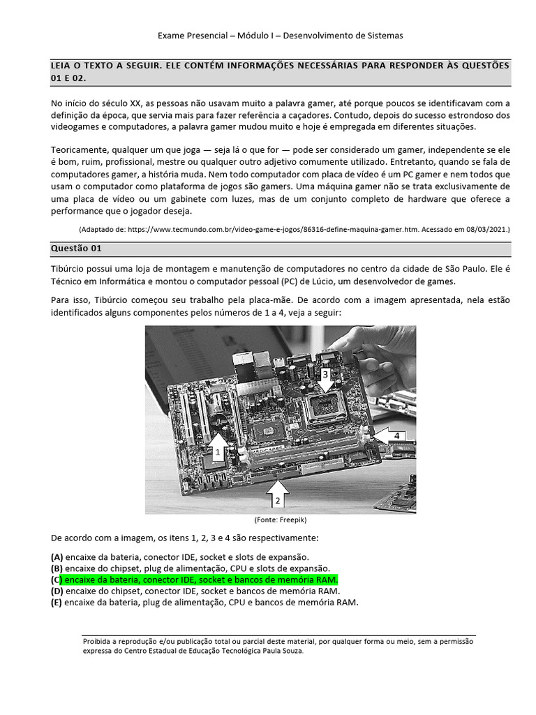 Gabarito - Simulado - Modulo - 1 ETEC | PDF | Desenvolvimento ágil de software | Armazenamento ...