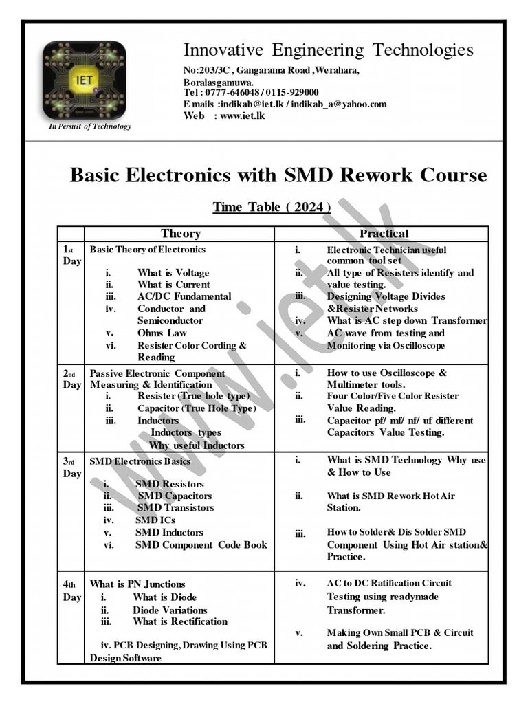 Basic - Electronics - New - Time - Table 2024 | PDF | Amplifier ...