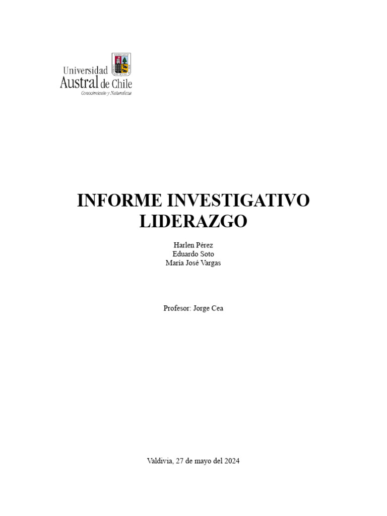 Liderazgo Informe GTH - Grupo 17 | PDF | Liderazgo | Desarrollo personal