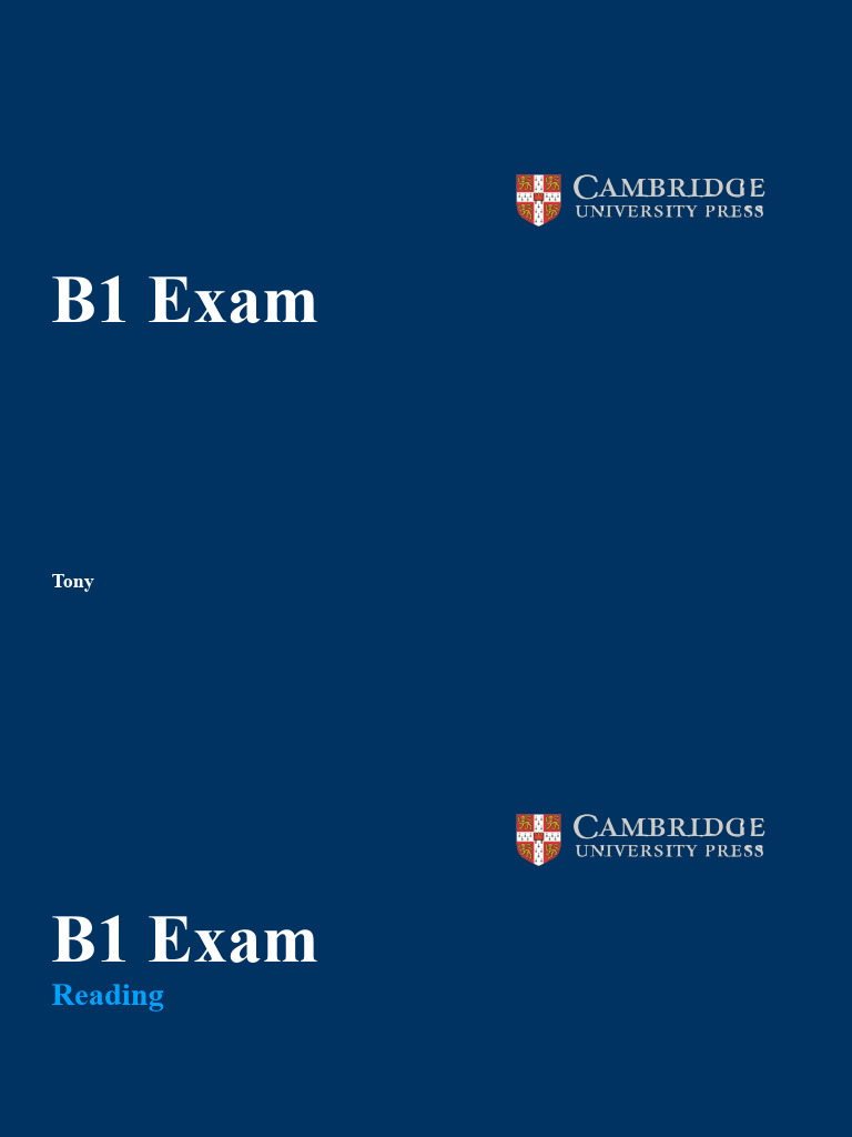 B1 CAMBRIDGE EXAM - ALL PARTS copia | Download Free PDF | Perfect (Grammar)