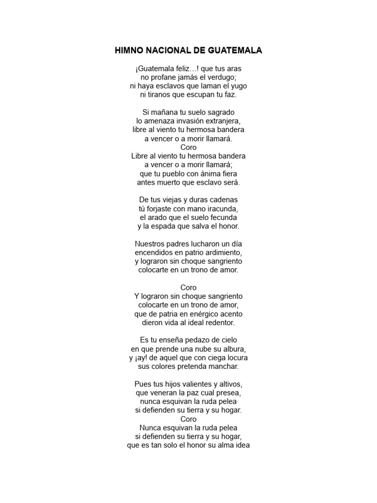 Himno Nacional de Guatemala | PDF