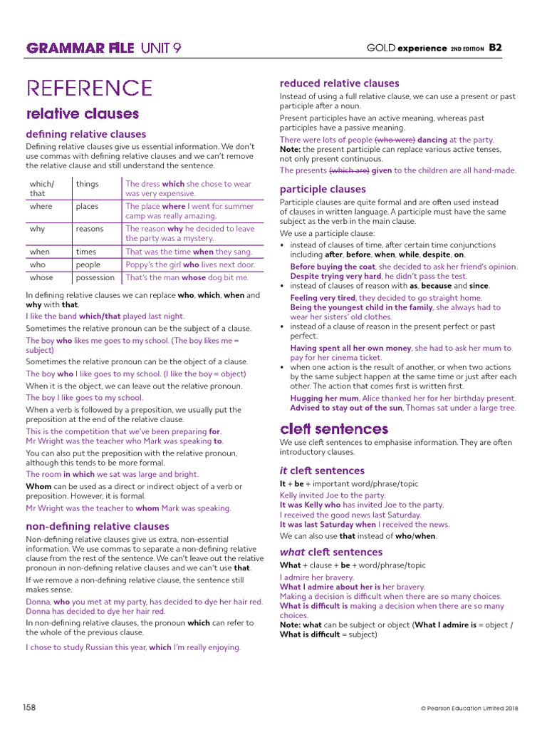 Gold_Exp_2e_B2_GrammarFiles_U9 | PDF | Subject (Grammar) | Verb