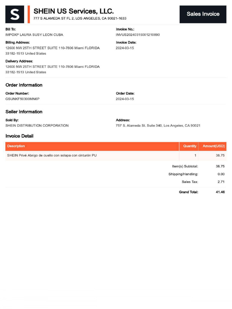 Facturas de Shein | PDF | Invoice | Business Documents