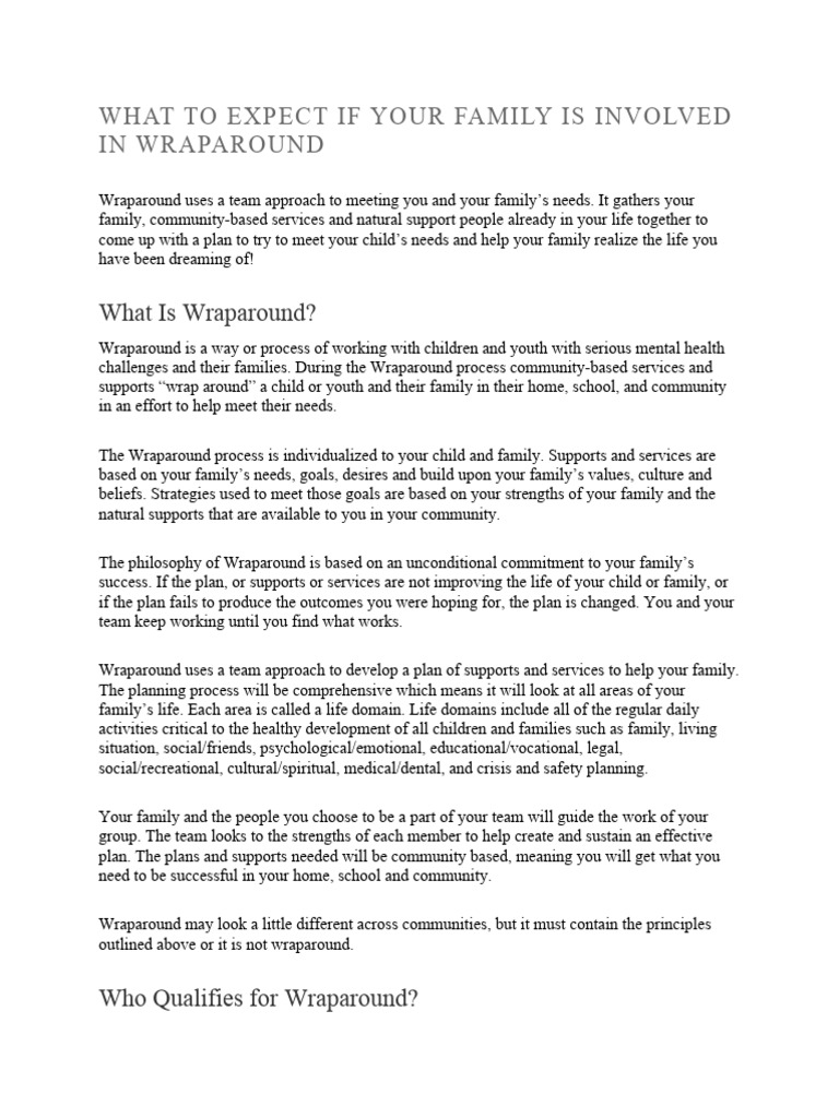 Understanding Wraparound for Families | PDF | Psychology | Behavioural ...
