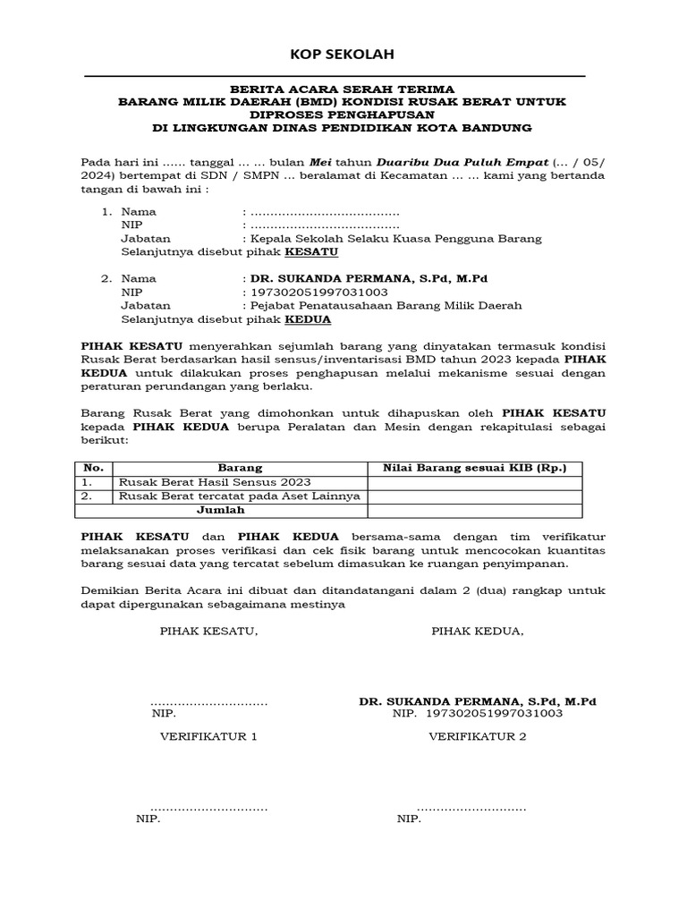 Berita Acara Penghapusan-1 | PDF