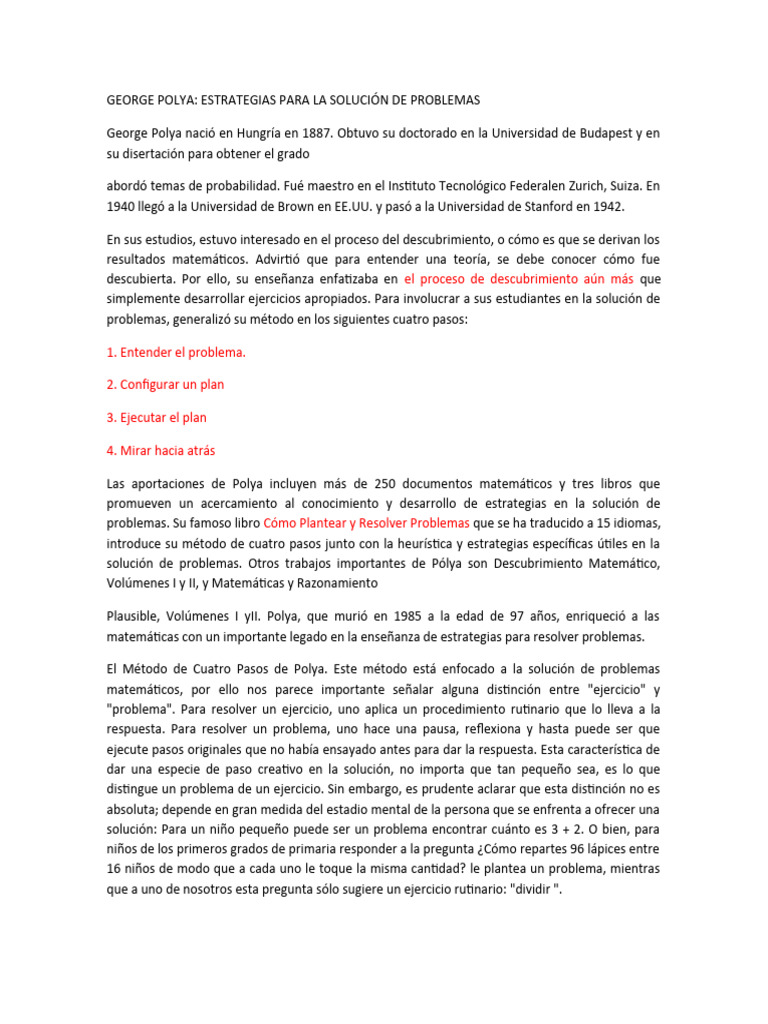 George Polya Matematico | PDF | Aprendizaje | Ciencia cognitiva