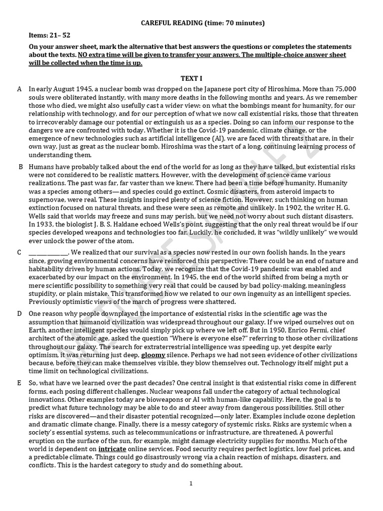 Careful Reading | PDF | Global Catastrophic Risk | Energy Conservation