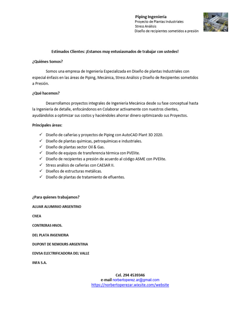 Carpeta de Presentacion Piping Ingenieria | PDF | Ingeniería | Ciencias ...