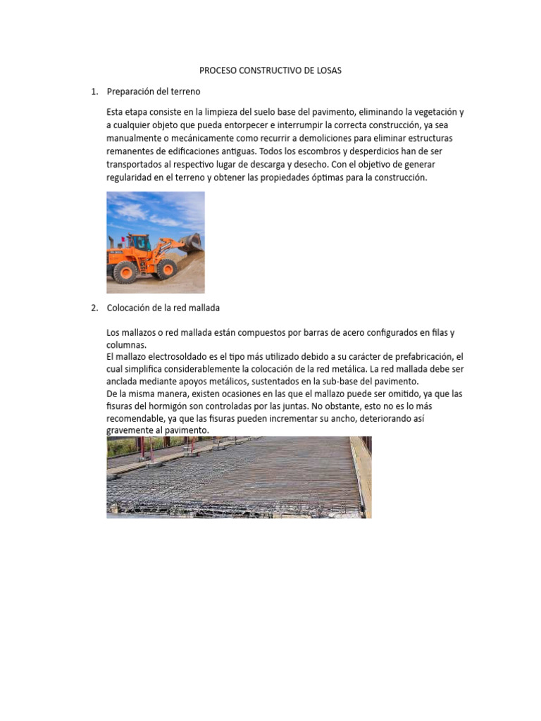 Proceso Constructivo de Losas | PDF | Hormigón | Materiales