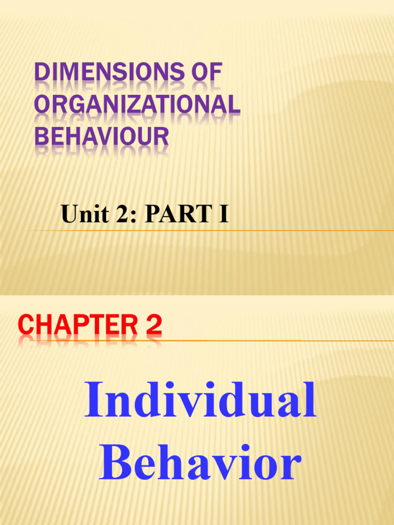 OB-MA Unit 2 Part I - Indv Beh | PDF | Attitude (Psychology) | Emotions