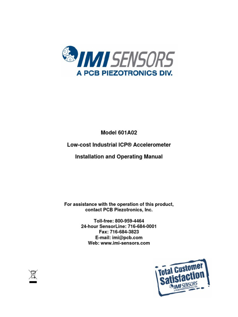 Model 601A02 Low-Cost Industrial ICP® Accelerometer Installation and Operating Manual | PDF ...