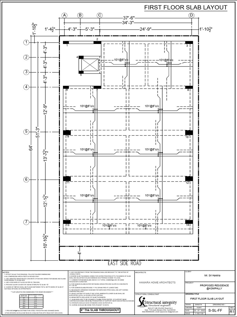 Shri Harsha F-F Slab Layout 25-07-23 | PDF | Concrete | Architectural ...