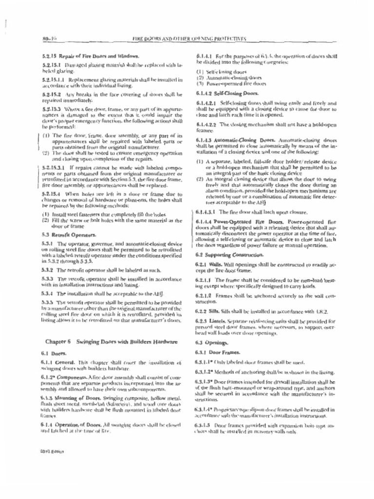 NFPA 80 2010 Installations Copy | Download Free PDF | Door | Window