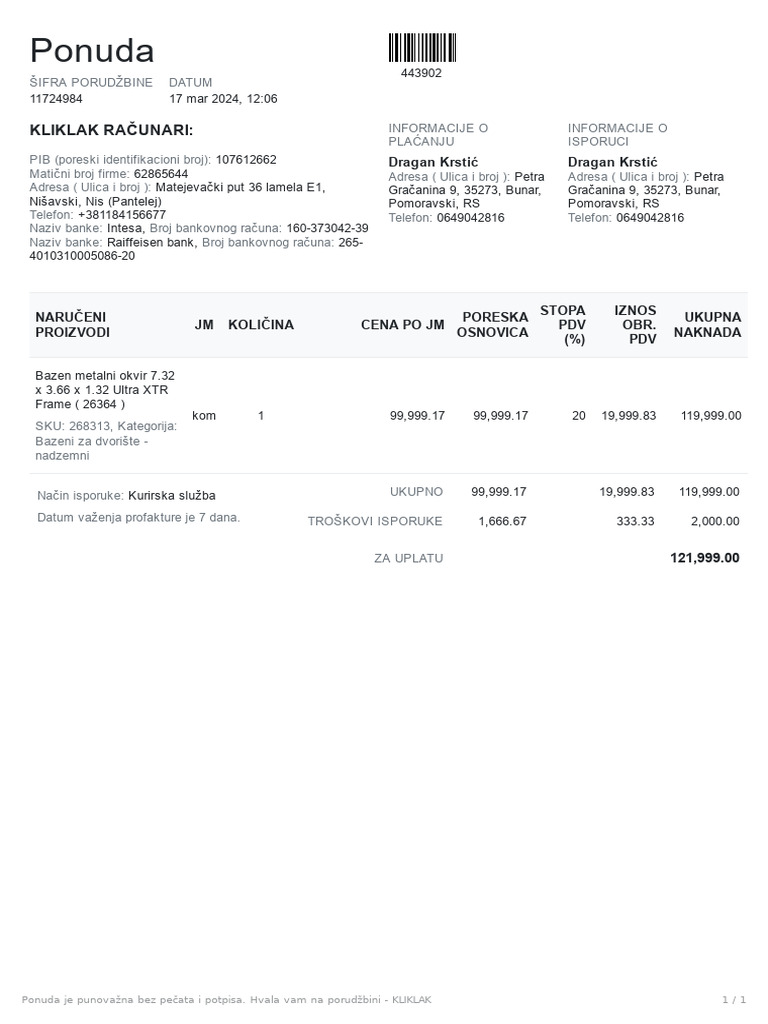 Profaktura 11724984 | PDF