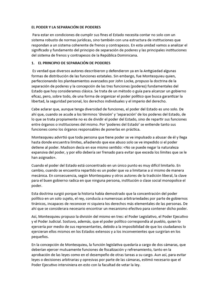 Separación de Poderes en RD | PDF | Judicaturas | Separación de poderes