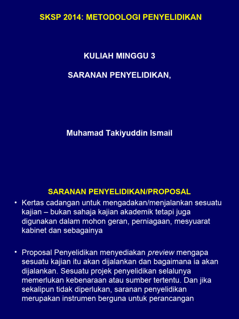 Nota Kuliah 3 - Proposal Tajuk PK | PDF