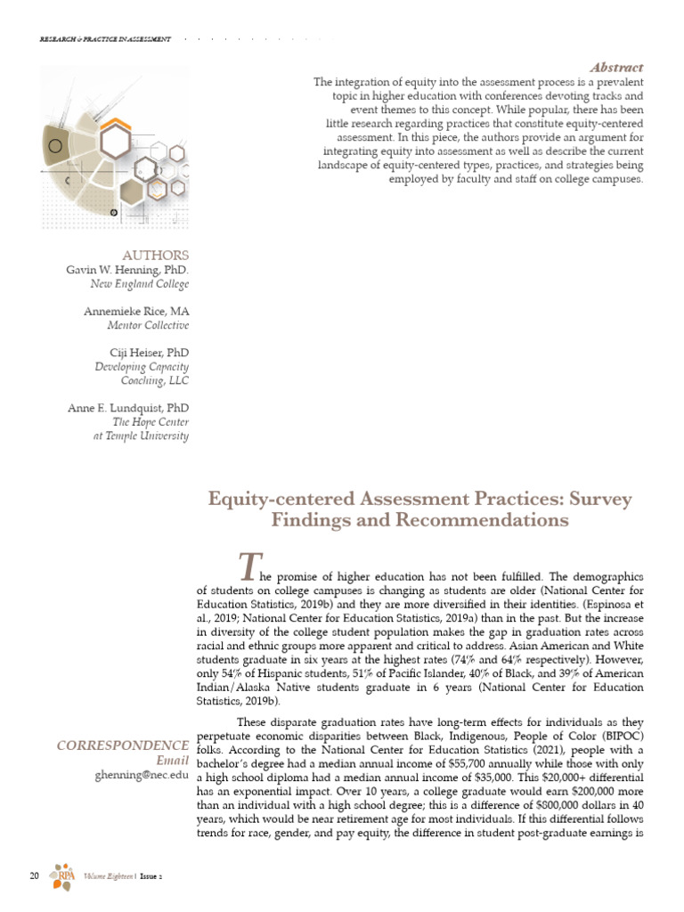 Equity Centered Assessment Practices RPA | Download Free PDF | Evaluation | Knowledge