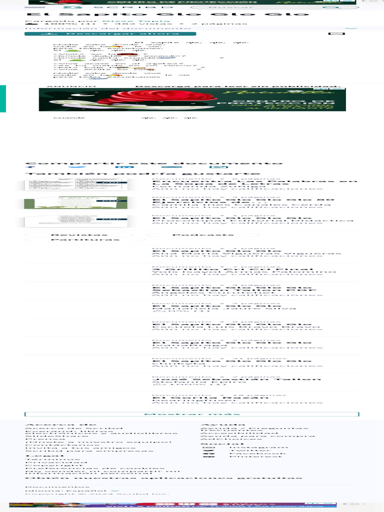 El Sapito Glo Glo Glo PDF | Descargar gratis PDF | Scribd