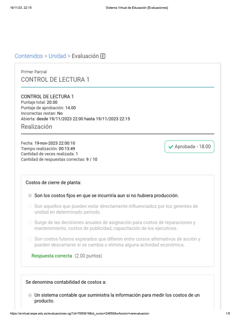 Prueba Sobre Naturaleza, Conceptos y Clasificación de La Contabilidad de Costos | PDF ...