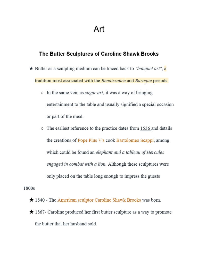 Caroline Shawk Brooks: Butter Sculptor | PDF | San Juan