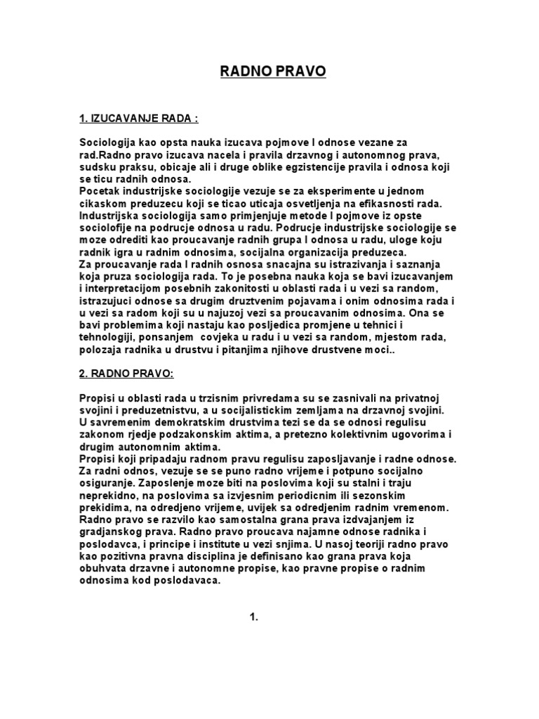 Radno Pravo | PDF