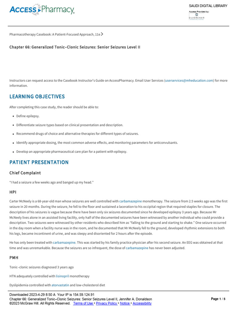 Chapter 66 Generalized Tonic Clonic Seizures Senior Seizures Level Ii Pdf Epilepsy