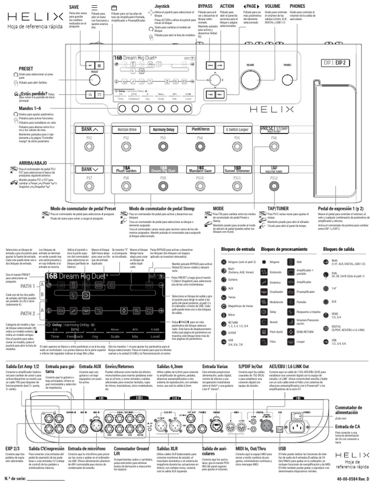 Helix Cheat Sheet - Spanish | PDF | Electrónica | Tecnología musical